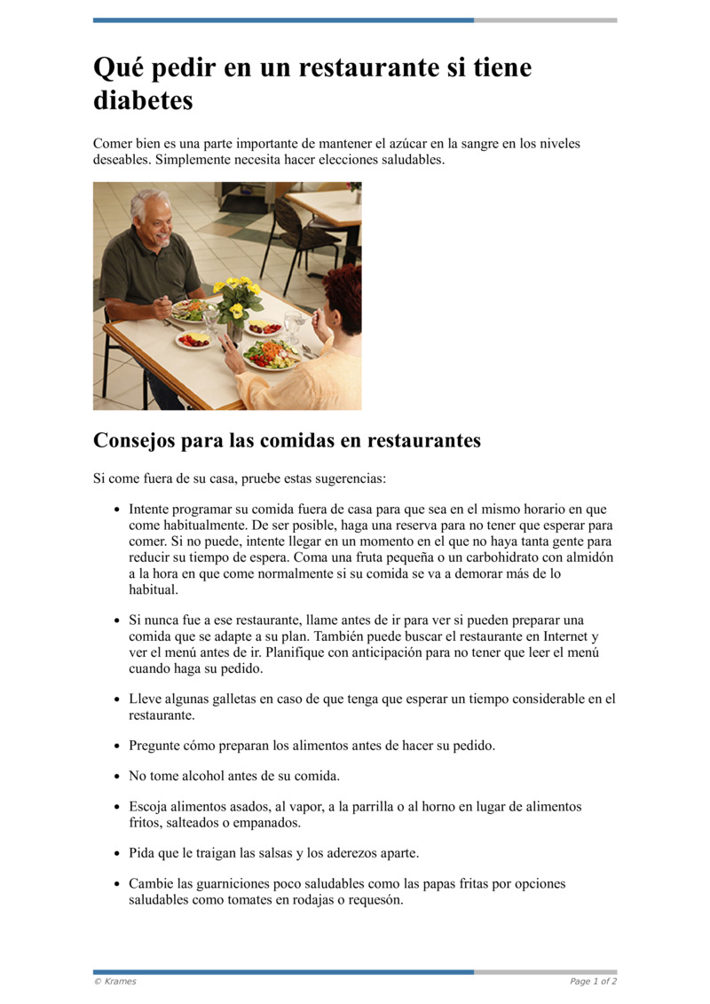 PDF - Qué pedir en un restaurante si tiene diabetes - HealthClips Online