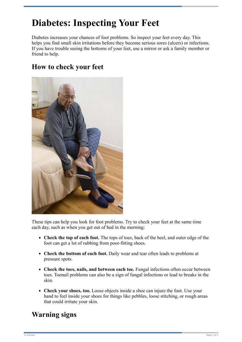 Text - Diabetes: Inspecting Your Feet - HealthClips Online