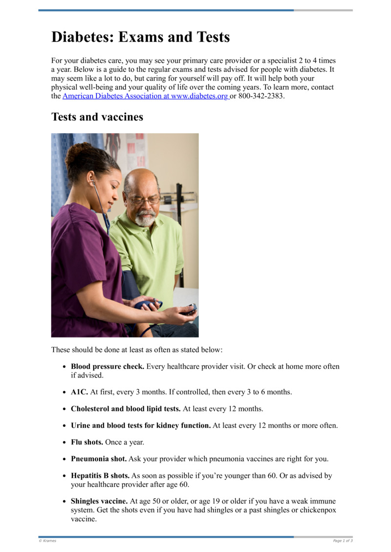 Text - Diabetes: Exams and Tests - HealthClips Online