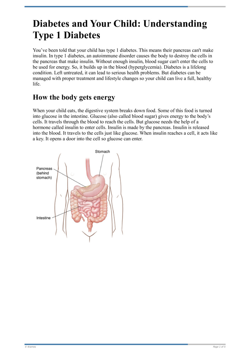 Text - Diabetes and Your Child: Understanding Type 1 - HealthClips Online