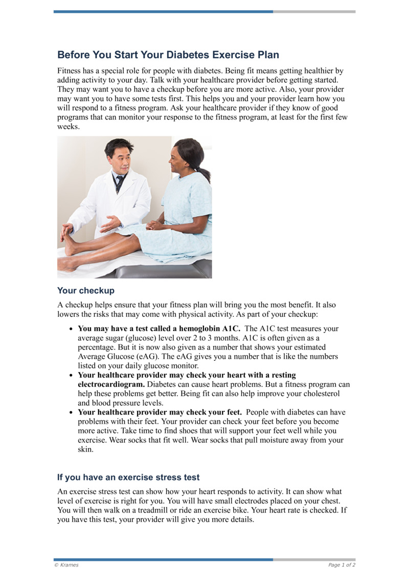 PDF - Before You Start Your Diabetes Exercise Plan - HealthClips Online