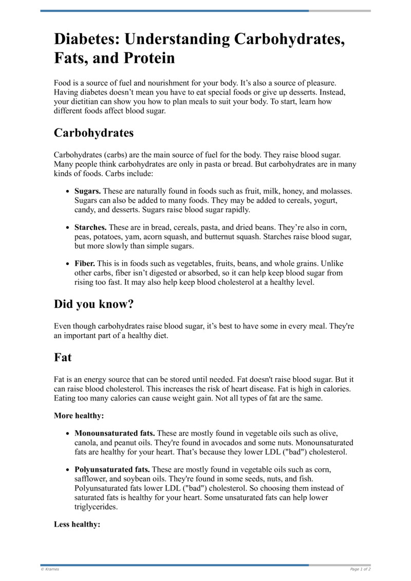 Text - Understanding Carbohydrates, Fats, and Protein - HealthClips Online