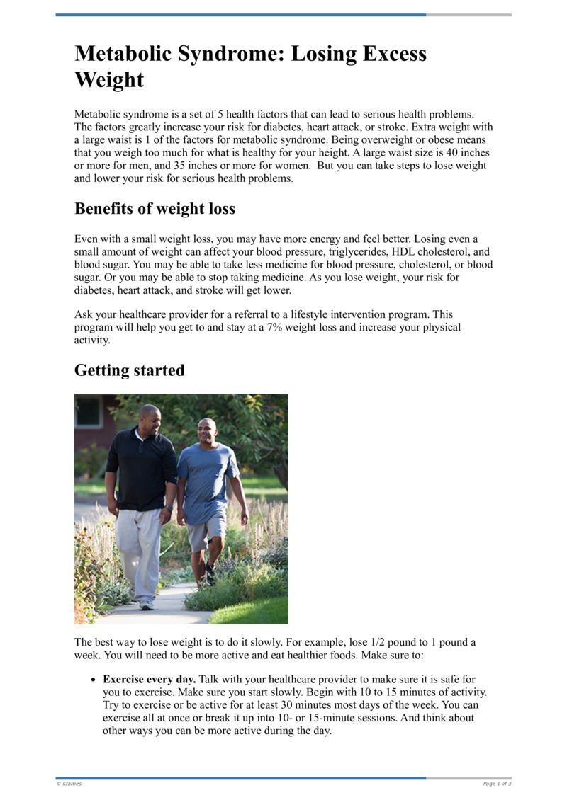 Text - Metabolic Syndrome: Losing Excess Weight - HealthClips Online