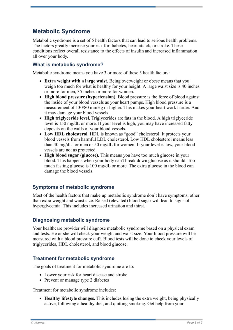 PDF - Metabolic Syndrome - HealthClips Online