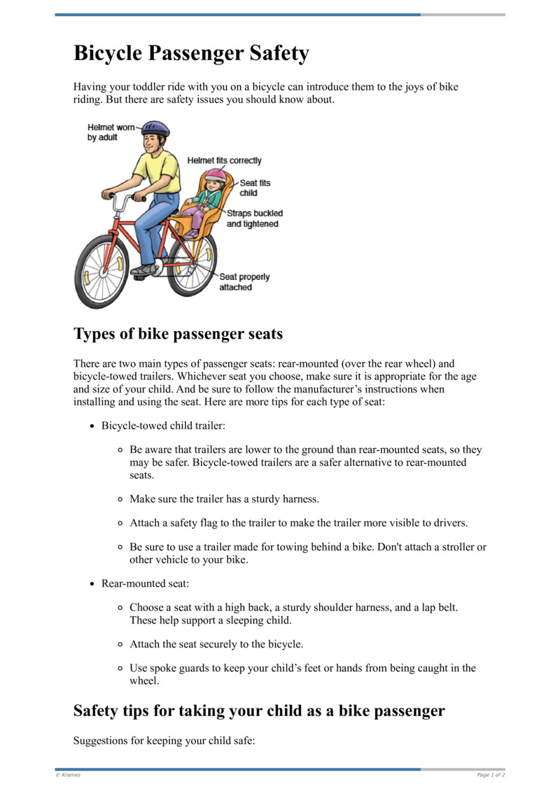 Text - Bicycle Passenger Safety - HealthClips Online