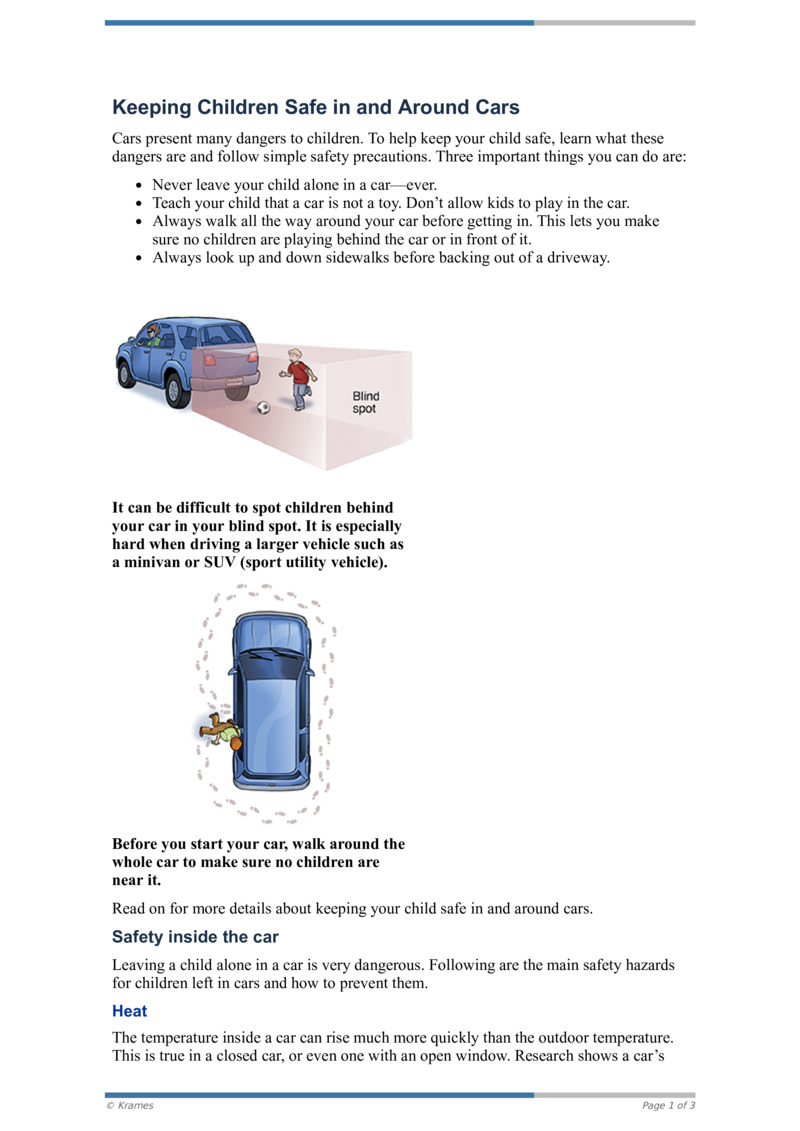 PDF - Keeping Children Safe In and Around Cars - HealthClips Online