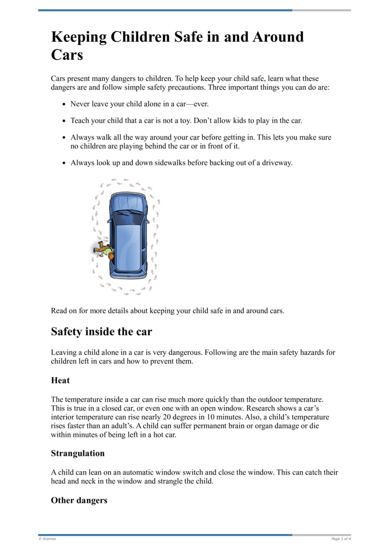 Text - Keeping Children Safe In and Around Cars - HealthClips Online