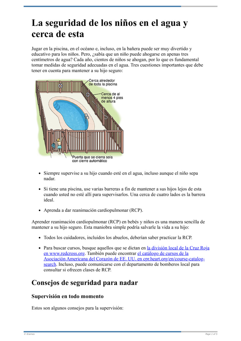Text - La seguridad de los niños en el agua y cerca de esta ...