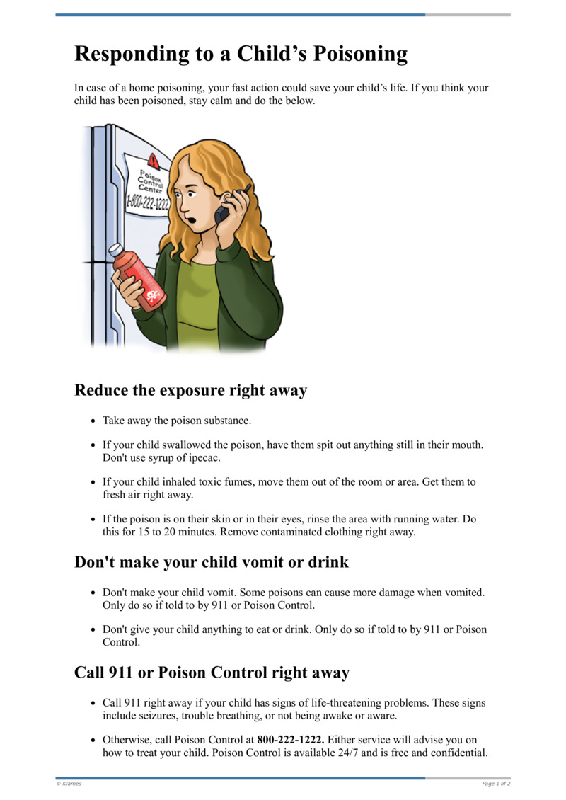 Text - Responding to a Child's Poisoning - HealthClips Online
