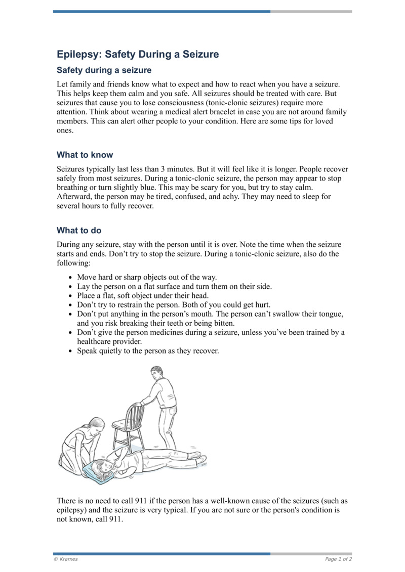 PDF - Epilepsy: Safety During a Seizure - HealthClips Online