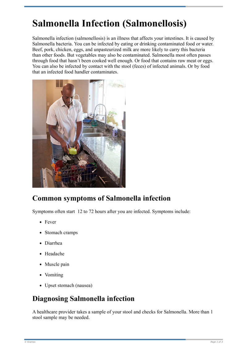 PDF - Salmonella Infection (Salmonellosis) - HealthClips Online