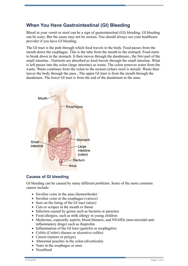 PDF - When You Have Gastrointestinal (GI) Bleeding - HealthClips Online