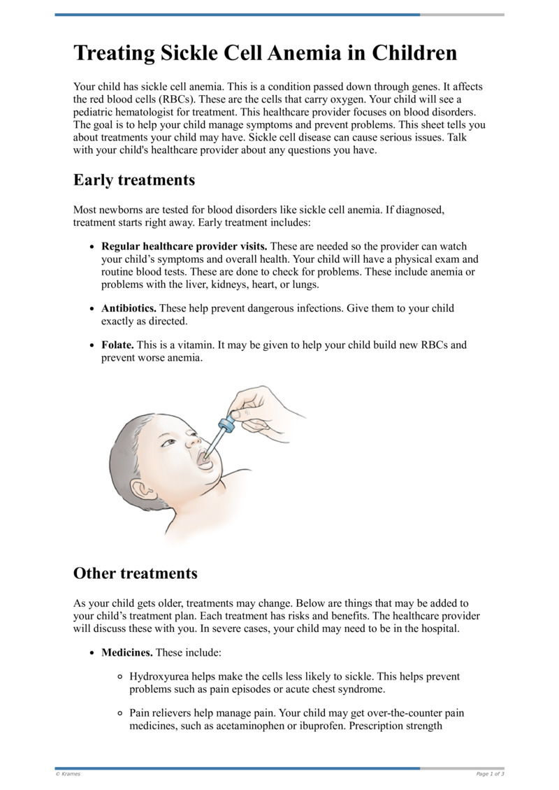 Text - Treating Sickle Cell Anemia in Children - HealthClips Online