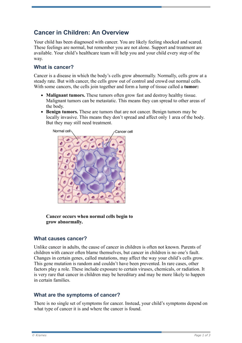 PDF - Cancer in Children: An Overview - HealthClips Online
