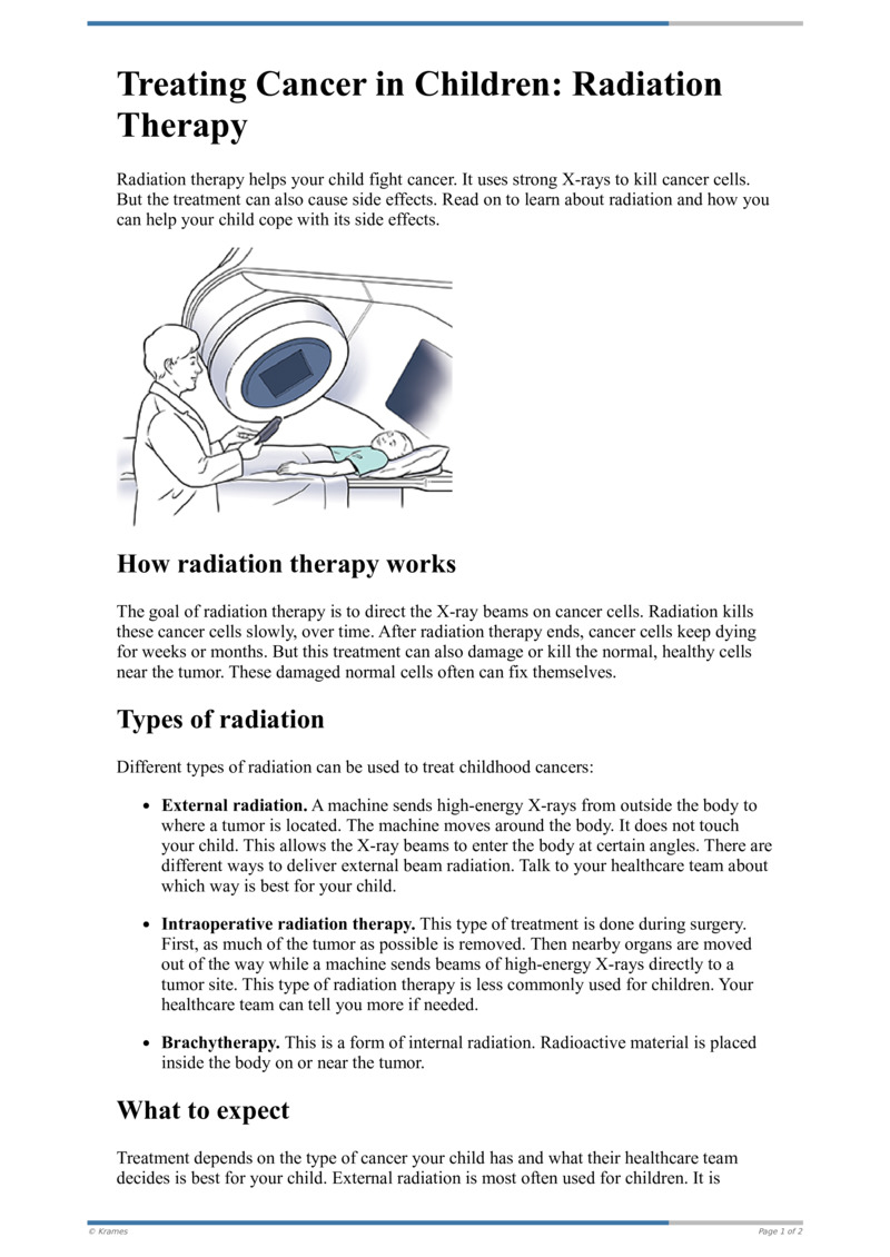 Text - Treating Cancer in Children: Radiation Therapy - HealthClips Online