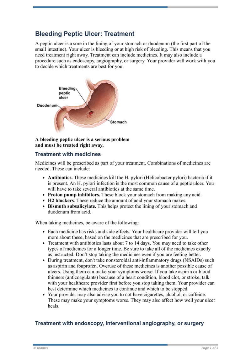 PDF - Bleeding Peptic Ulcer: Treatment - HealthClips Online