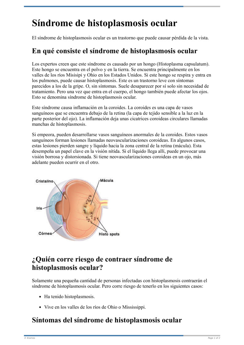 Text S ndrome De Histoplasmosis Ocular HealthClips Online