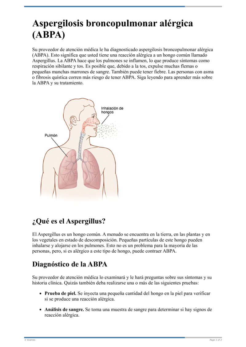Text - Aspergilosis broncopulmonar alérgica (ABPA) - HealthClips Online