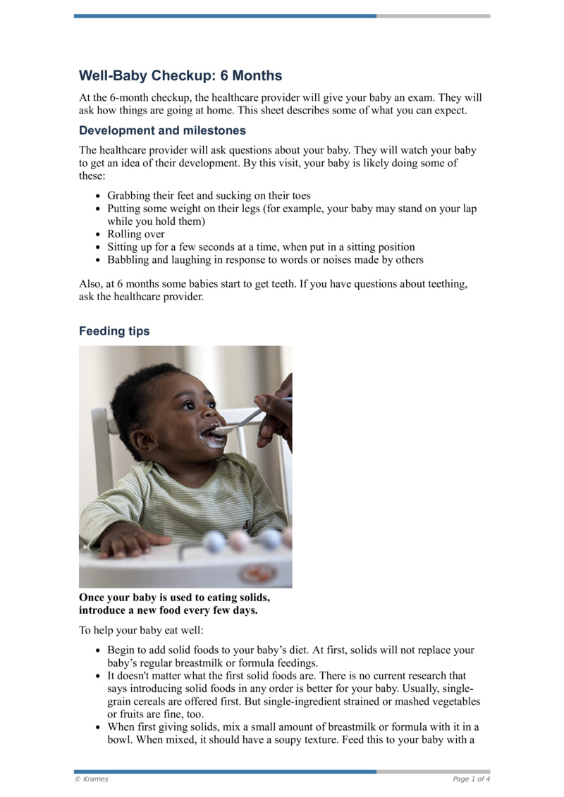 PDF - Well-Baby Checkup: 6 Months - HealthClips Online