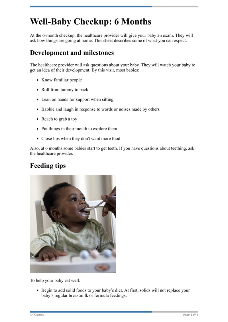 Text - Well-Baby Checkup: 6 Months - HealthClips Online
