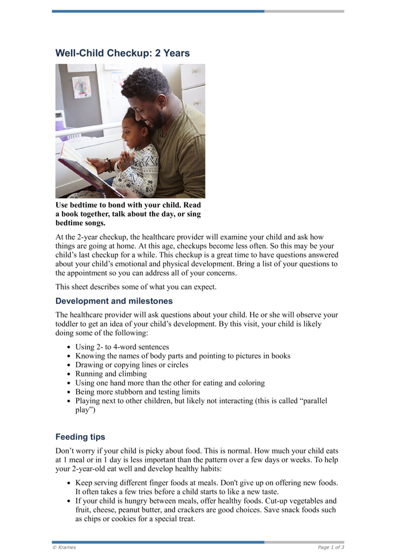 PDF - Well-Child Checkup: 2 Years - HealthClips Online