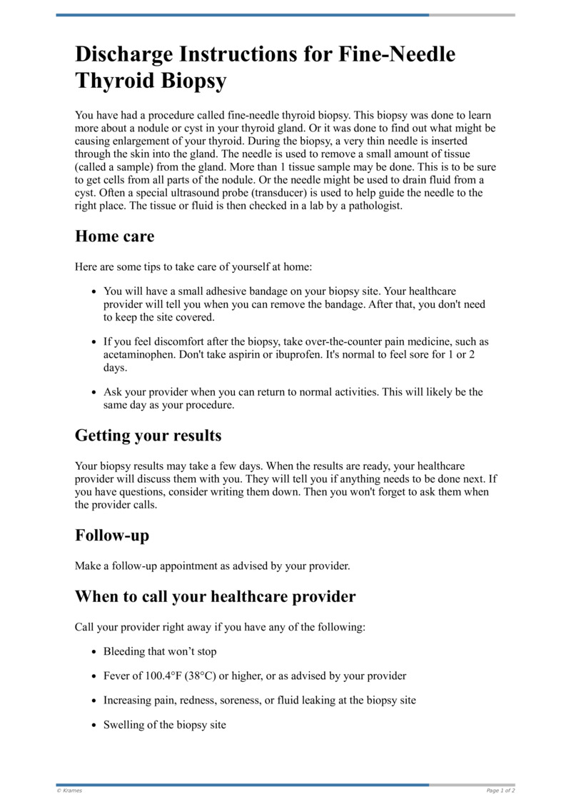 Text - Discharge Instructions for Fine-Needle Thyroid Biopsy ...