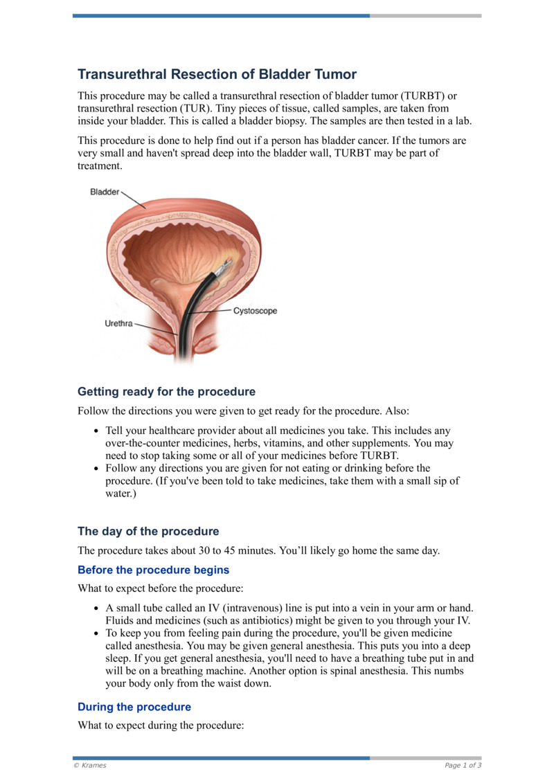 PDF Transurethral Resection Of Bladder Tumor HealthClips Online PDF Transurethral Resection Of Bladder Tumor HealthClips Online
