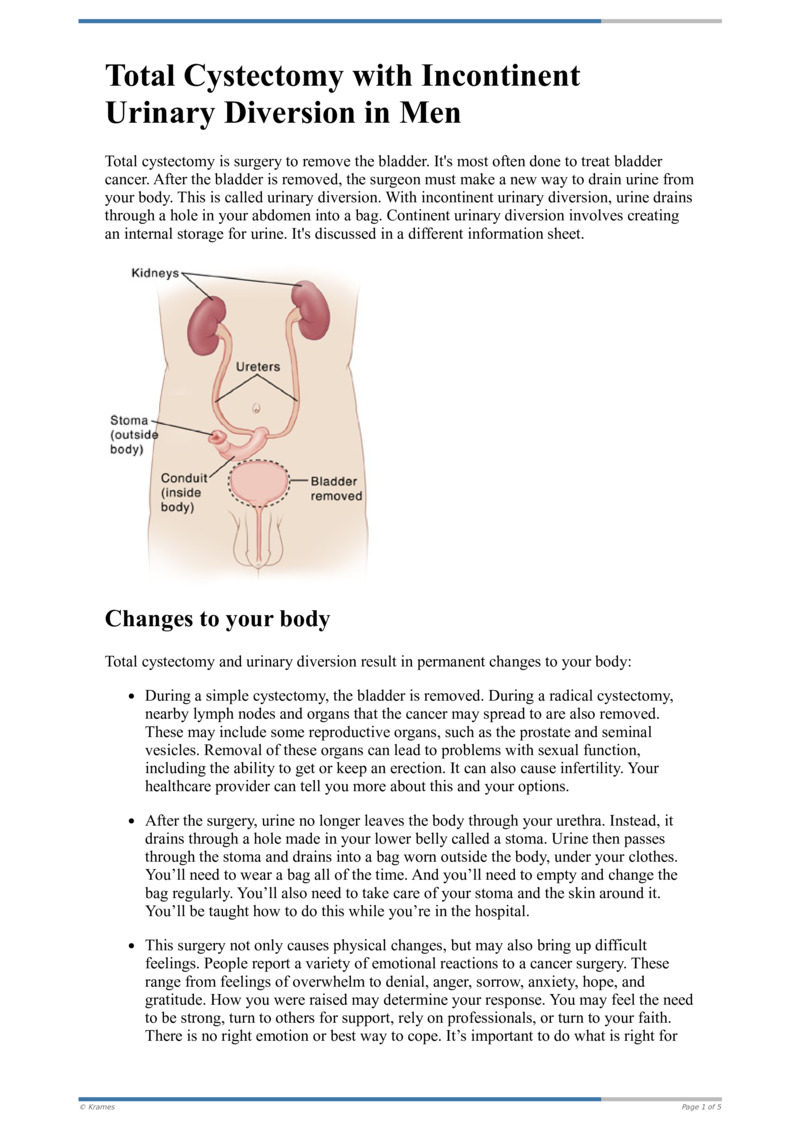 Text - Total Cystectomy with Incontinent Urinary Diversion in Men ...