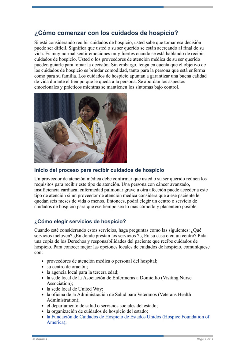 PDF - ¿Cómo comenzar con los cuidados de hospicio? - HealthClips Online