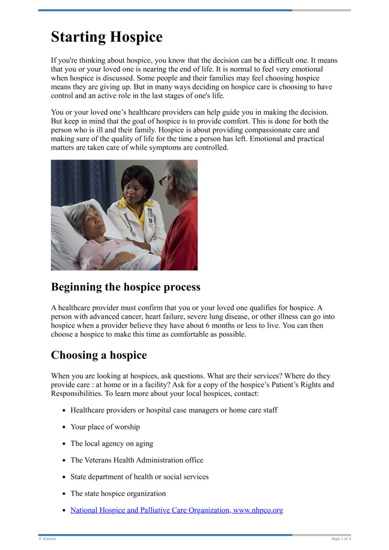 Text - Starting Hospice - HealthClips Online