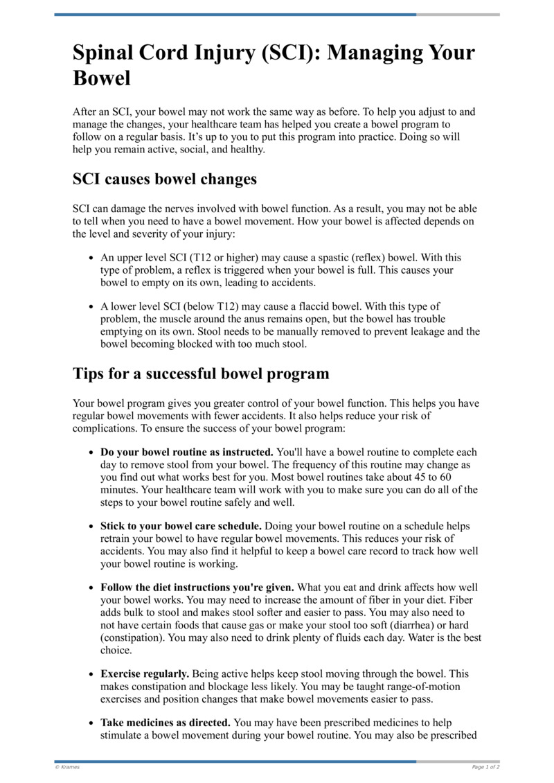Text - Spinal Cord Injury (SCI): Managing Your Bowel - HealthClips Online