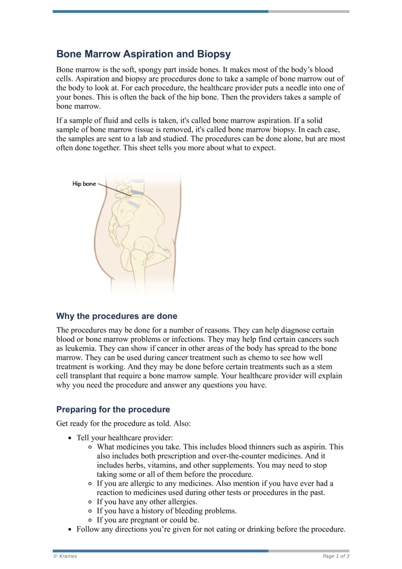 PDF - Bone Marrow Aspiration and Biopsy - HealthClips Online