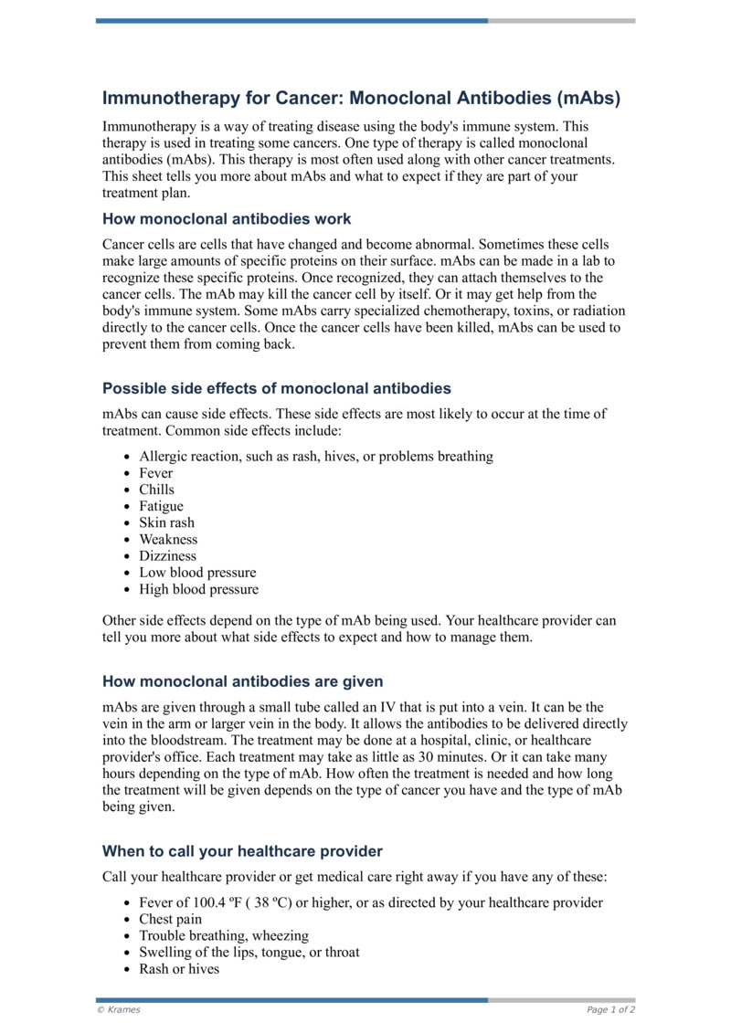 PDF - Immunotherapy for Cancer: Monoclonal Antibodies (mAbs ...