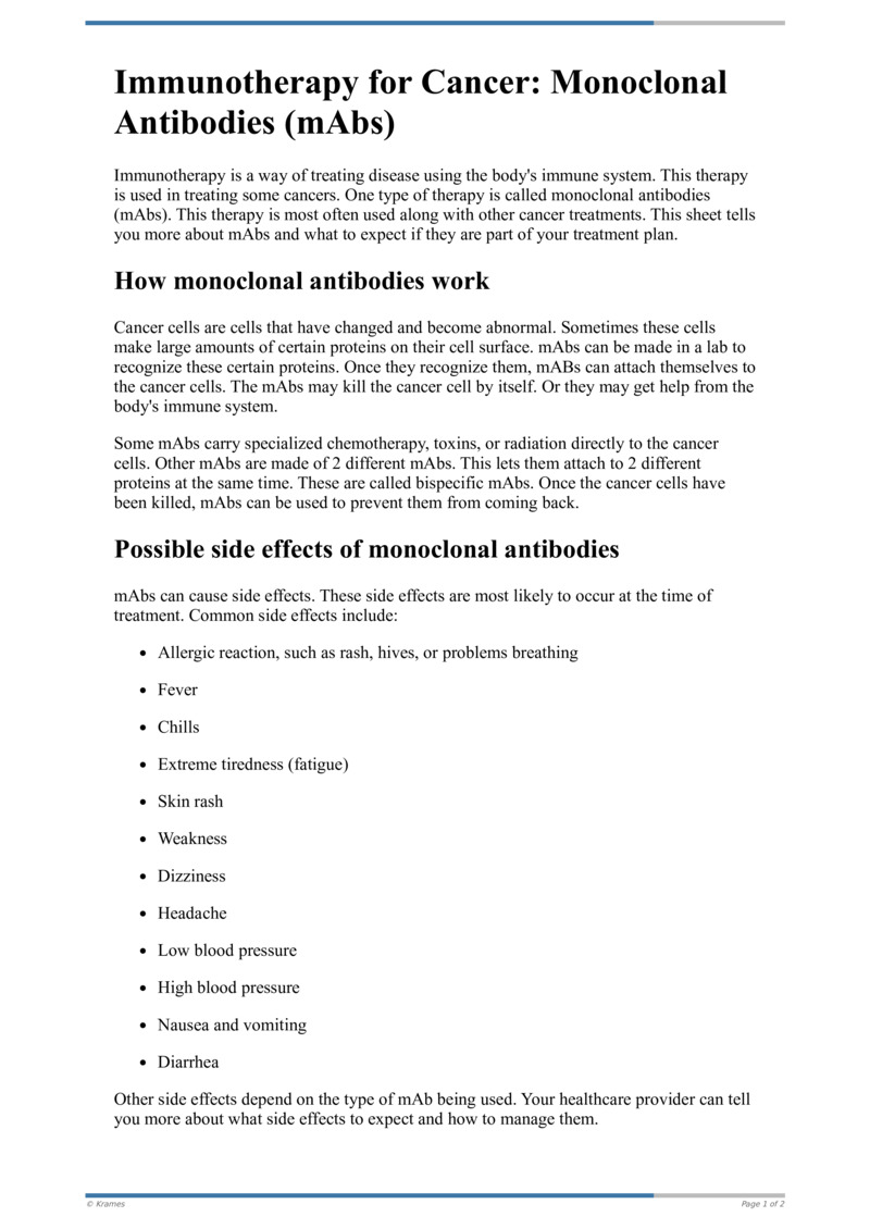 Text - Immunotherapy for Cancer: Monoclonal Antibodies (mAbs ...