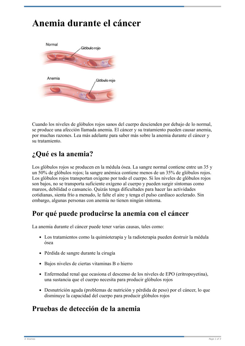 Text - Anemia durante el cáncer - HealthClips Online
