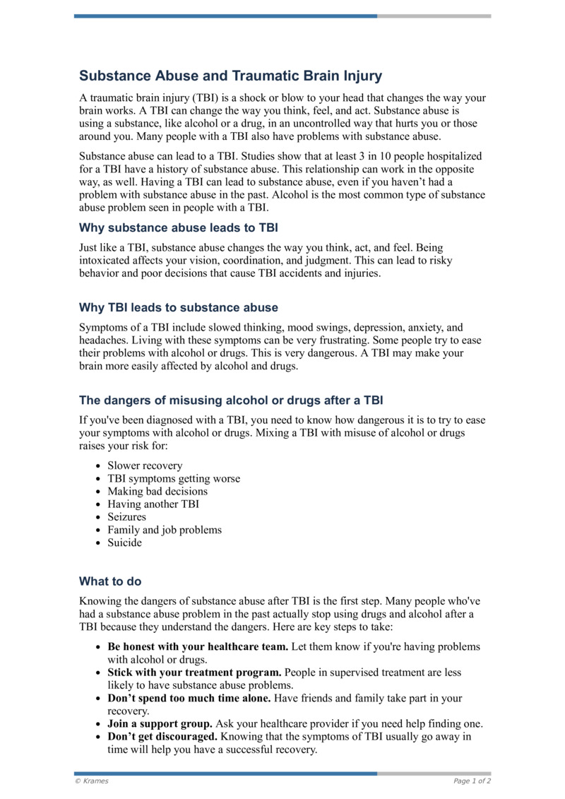 PDF - Substance Abuse and Traumatic Brain Injury - HealthClips Online