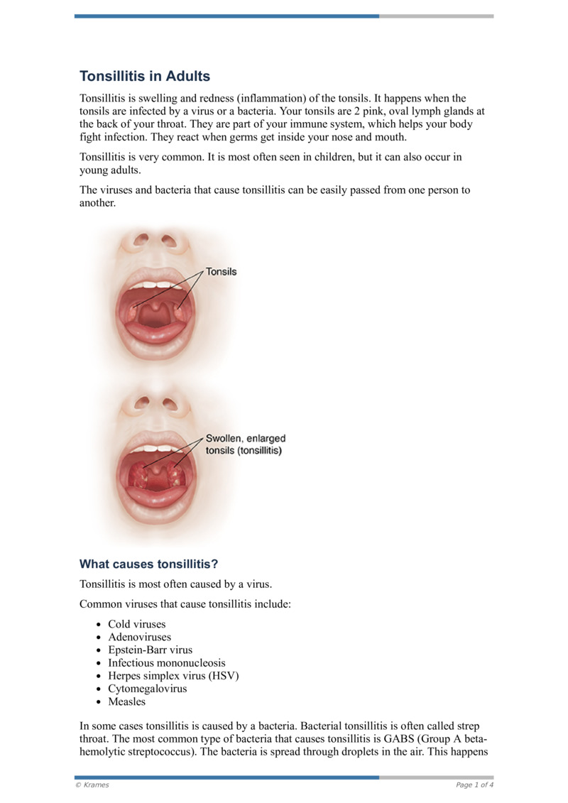 PDF - Tonsillitis in Adults - HealthClips Online