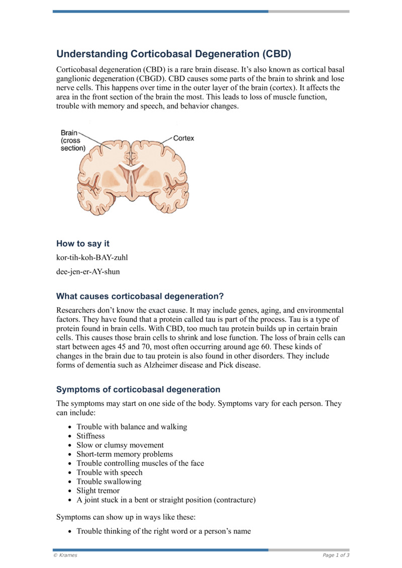 PDF - Understanding Corticobasal Degeneration (CBD) - HealthClips Online