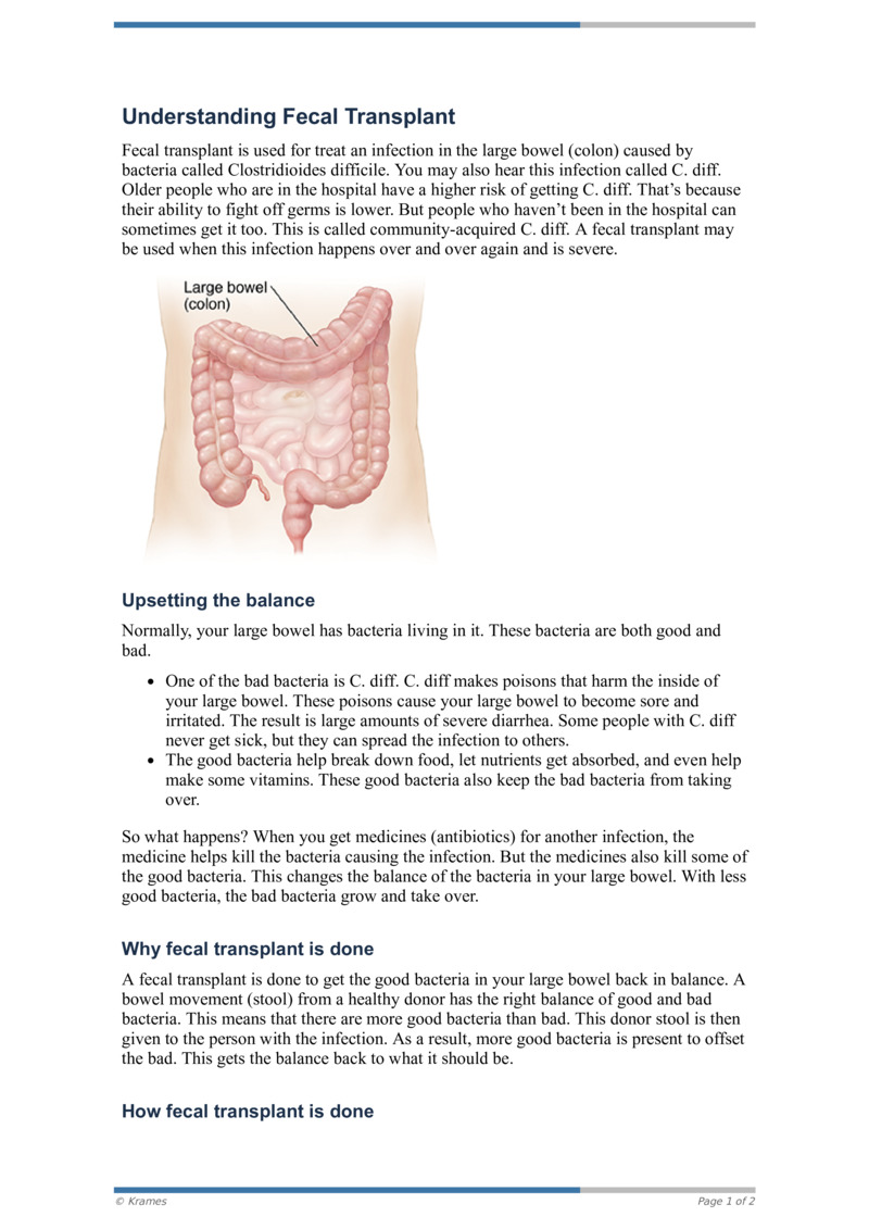 PDF - Understanding Fecal Transplant - HealthClips Online