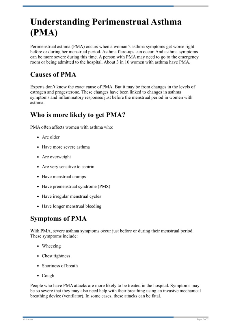Text - Understanding Perimenstrual Asthma (PMA) - HealthClips Online