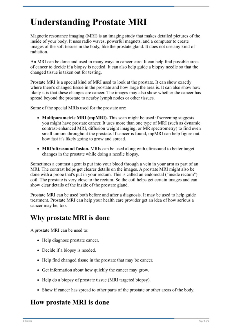 Text - Understanding Prostate MRI - HealthClips Online