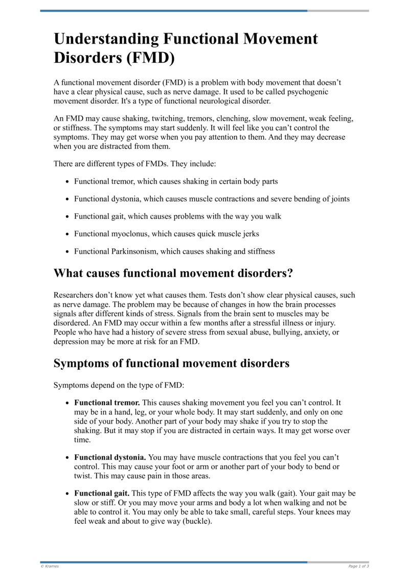 Text - Understanding Functional Movement Disorders (FMD) - HealthClips ...