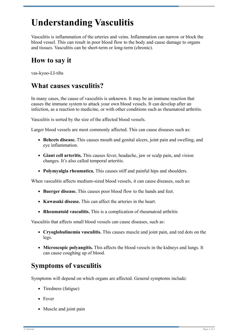Text - Understanding Vasculitis - HealthClips Online