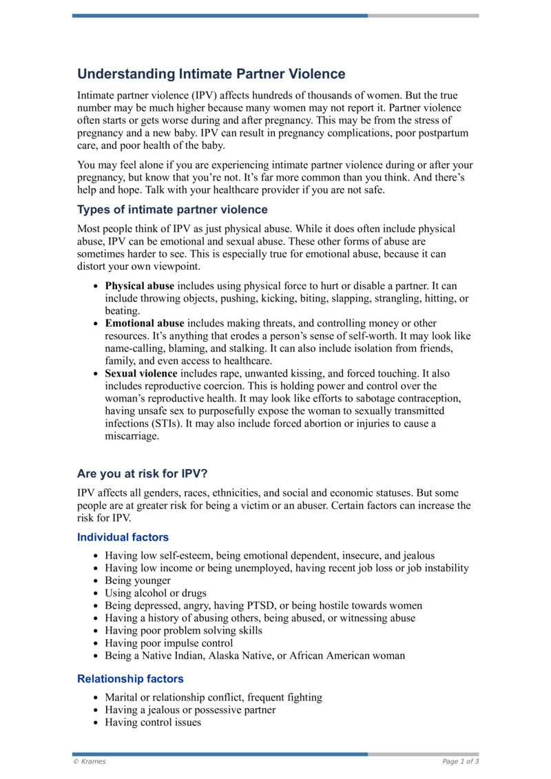 Text - Understanding Intimate Partner Violence - HealthClips Online
