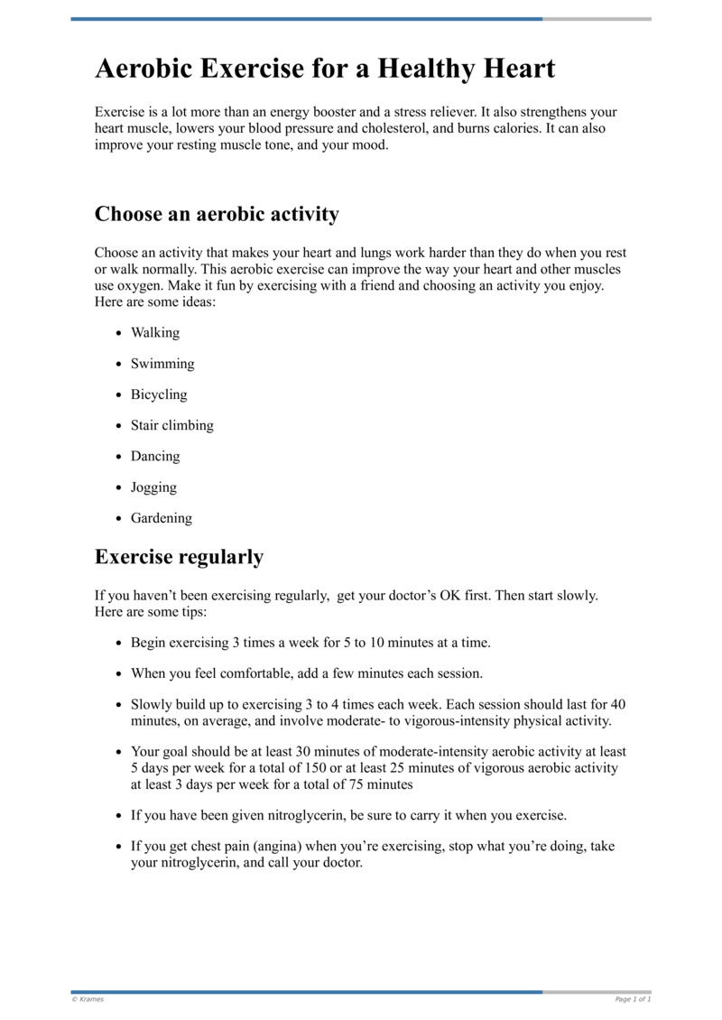 Text - Aerobic Exercise for a Healthy Heart - HealthClips Online