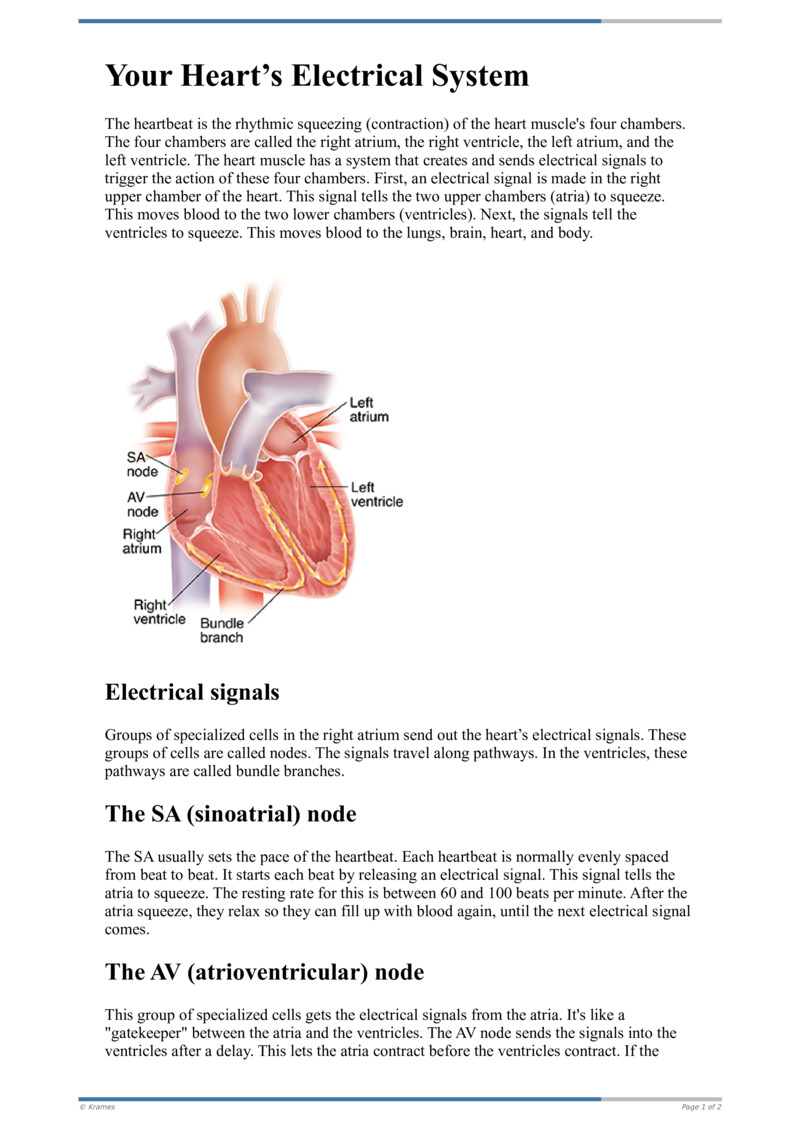 Text - Your Heart's Electrical System - HealthClips Online