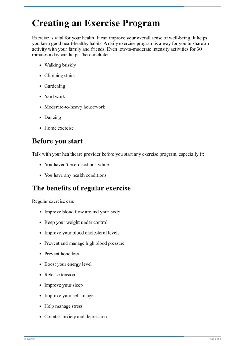 Text - What's in an Exercise Program? - HealthClips Online