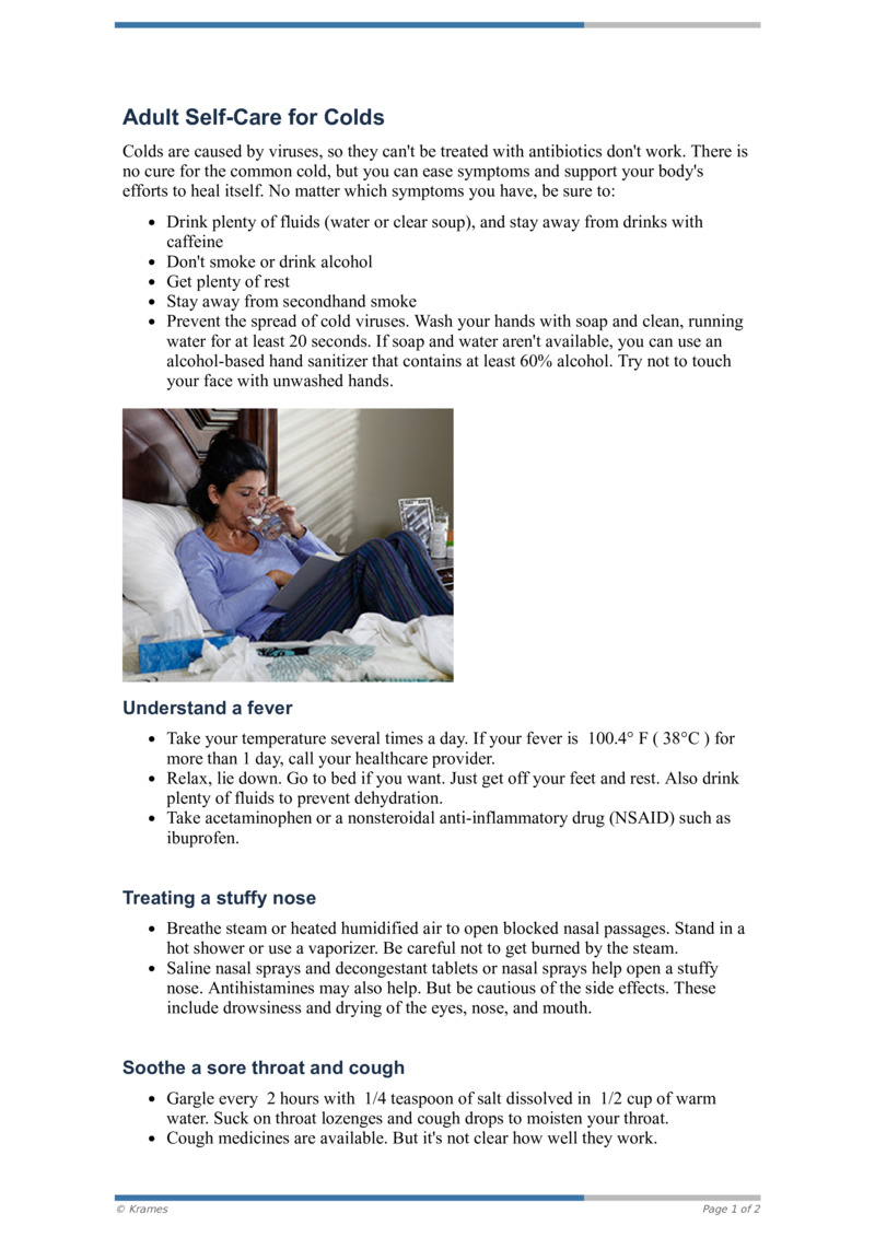 PDF - Adult Self-Care for Colds - HealthClips Online