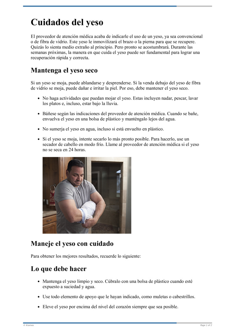 PDF - Cuidados del yeso - HealthClips Online
