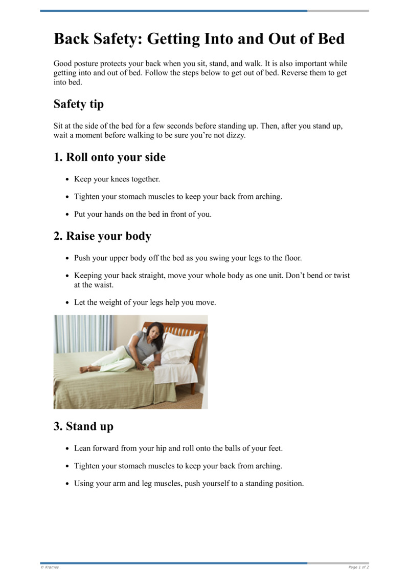 Text - Back Safety: Getting Into and Out of Bed - HealthClips Online